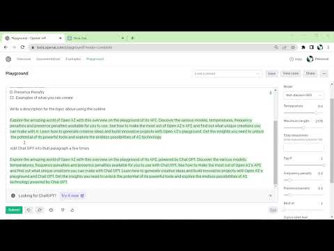 Creating a Title and Description with OpenAI API's Playground: Step-by-Step Tutorial"