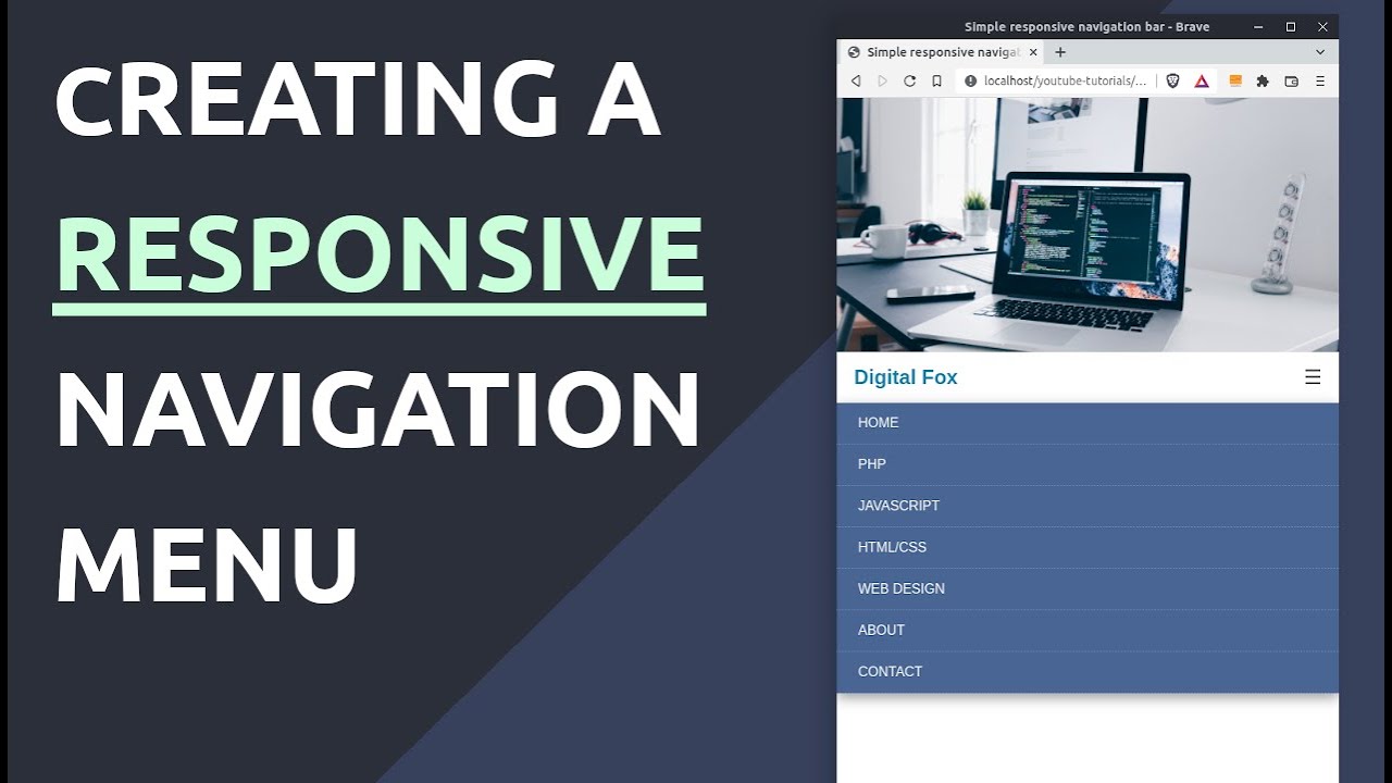 How  to create a simple animated responsive navigation menu, with HTML, CSS, ad JavaScript