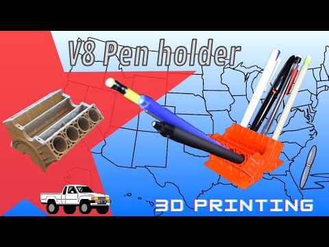 STL file V8 engine pen holder card holder 🖊️ ・Design to download and 3D ...