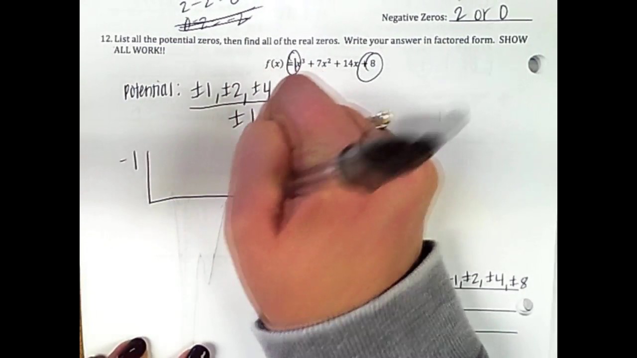 Honors Algebra 2 Chapter 4 Study Guide #11-13