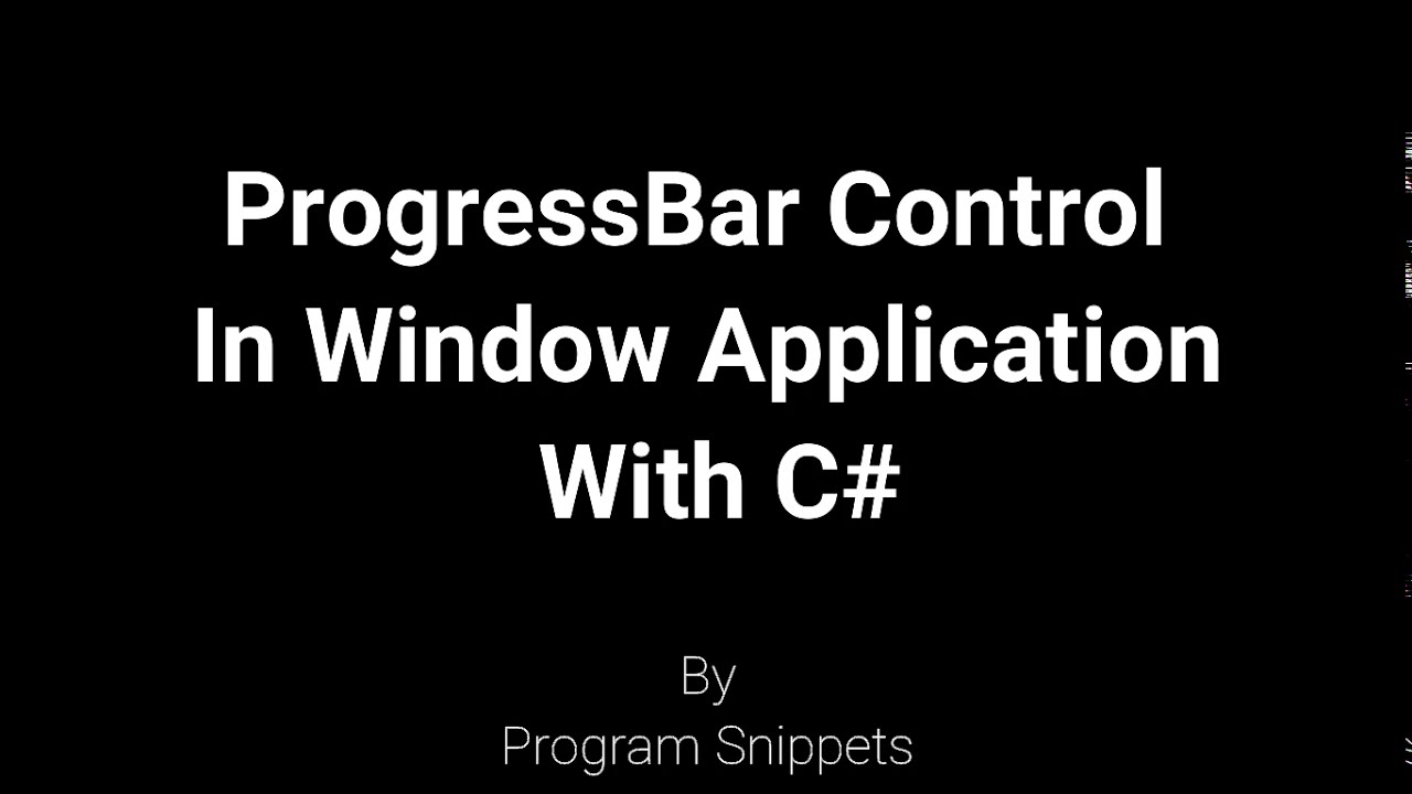 Progress Bar Control In Window Application With C#