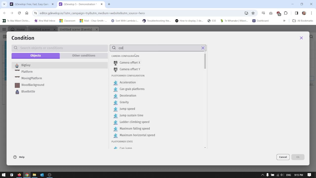 GDevelop video 10 - collectables. Using collisions