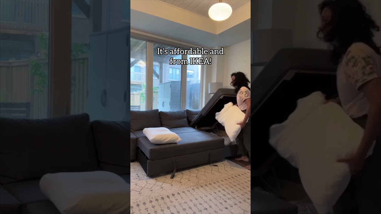 We’ve had this IKEA FRIHETEN sofa for 10 years! It’s the perfect sofa bed with storage #sofabed
