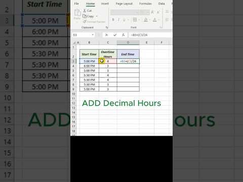 Add Decimal hours in Excel