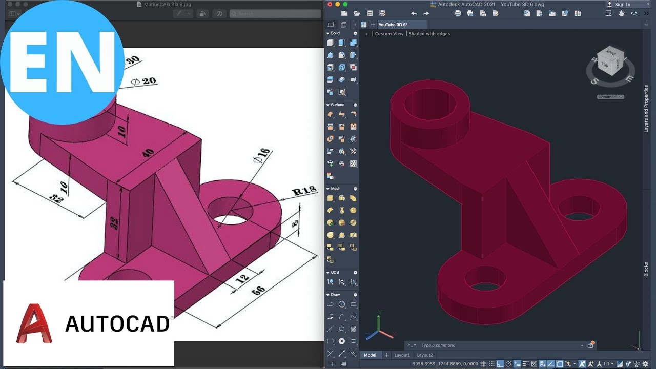 AutoCAD | 3D Tutorial for Beginners | Exercise 6