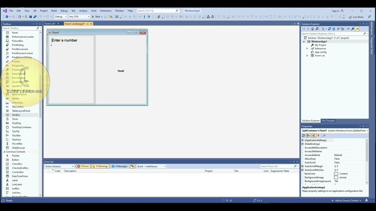 VB.NET | SplitContainer | CodeLearning