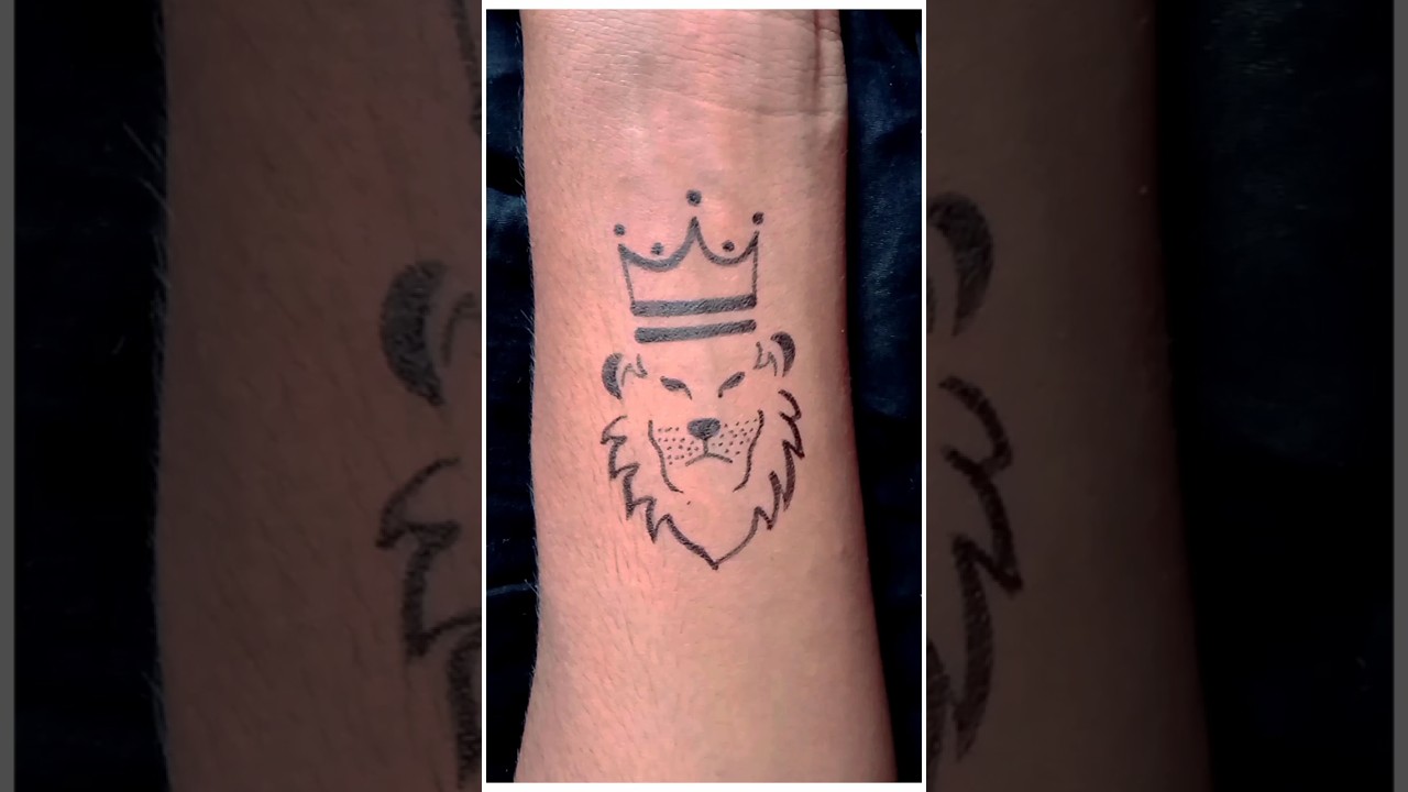 How to make LION tattoo with pen on hand.#tattoo #shorts .