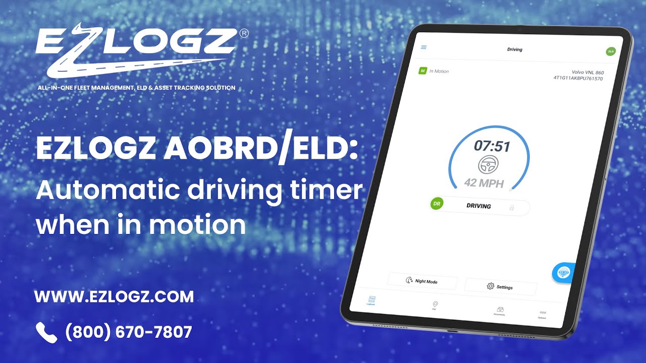 Ezlogz ELD, AOBRD, automatic driving timer when in motion | Tutorial