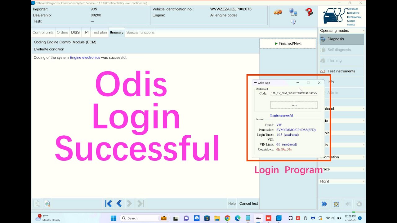 ODIS Online Login Process