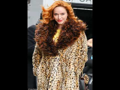 Christina Hendricks turns heads in cheetah coat in NYC '