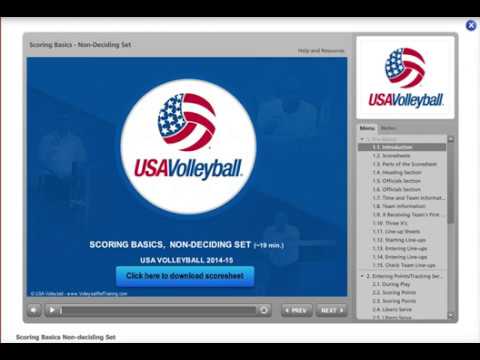 USA Volleyball Academy: Scoring Basics "Scorebook" (Non-Deciding Set) Training