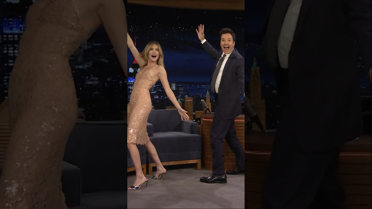 #MeghannFahy teaches Jimmy the iconic dance from #ThePerfectCouple opening credits! #FallonTonight