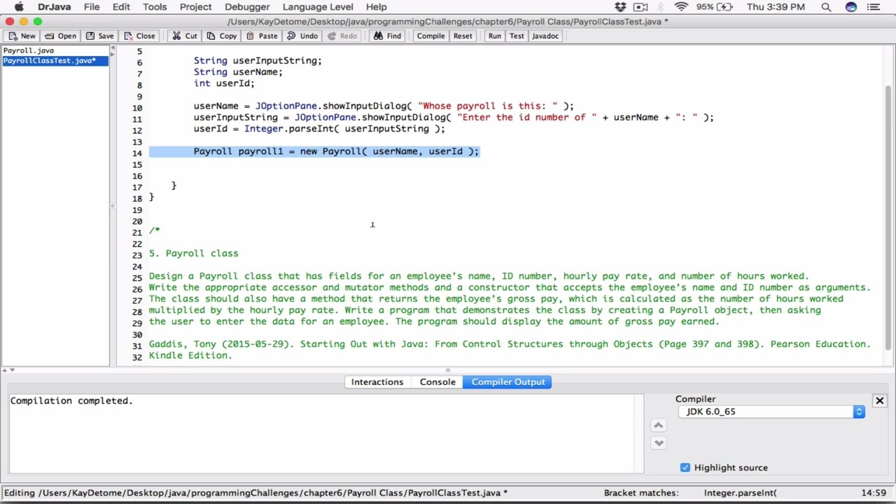 6.5. (Part 2) Payroll Class - Java