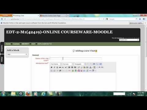 Creating a chat room in Moodle 2.3