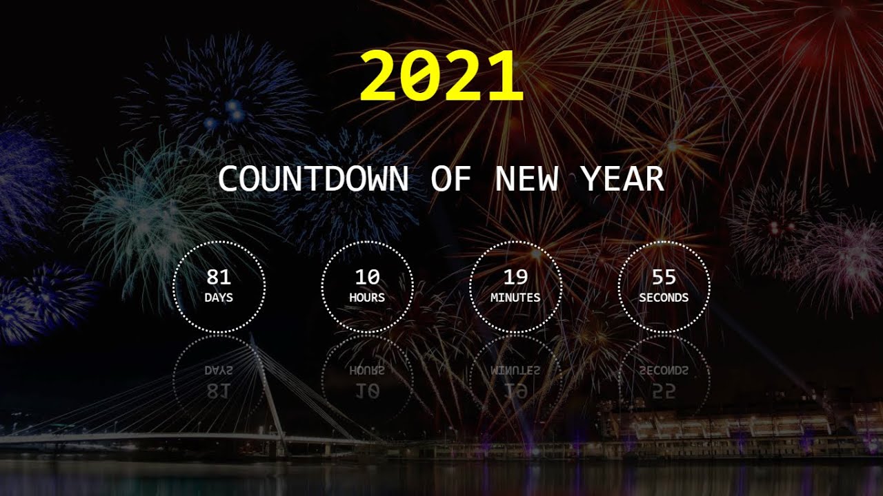 Simple Countdown Clock Using HTML, CSS & JAVASCRIPT | Countdown of NEW YEAR 2021 countdown