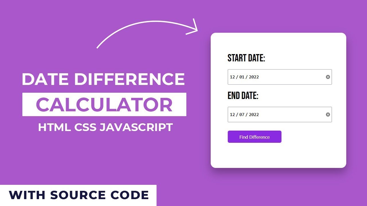 Calculate Date Differences with HTML CSS and JavaScript
