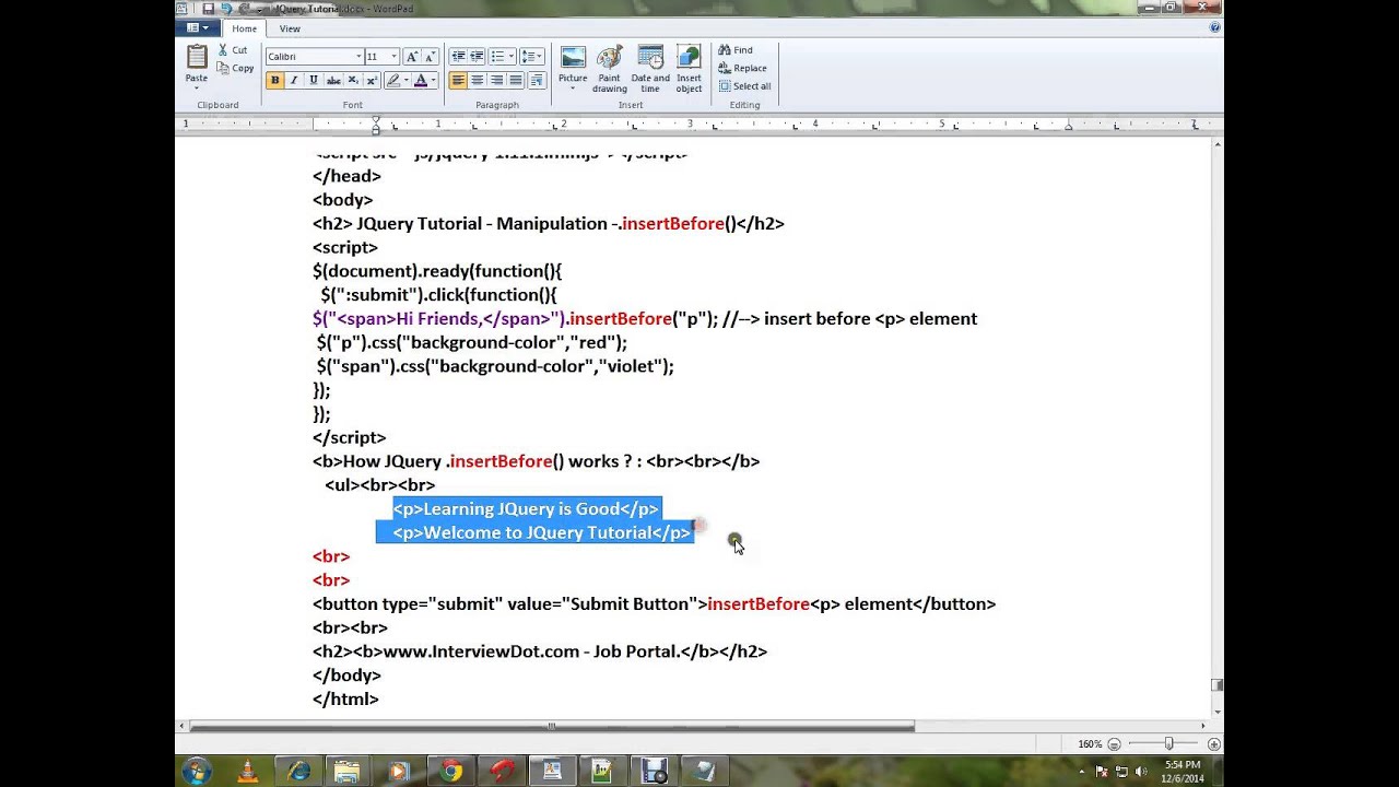 JQUERY INSERTBEFORE METHOD DEMO