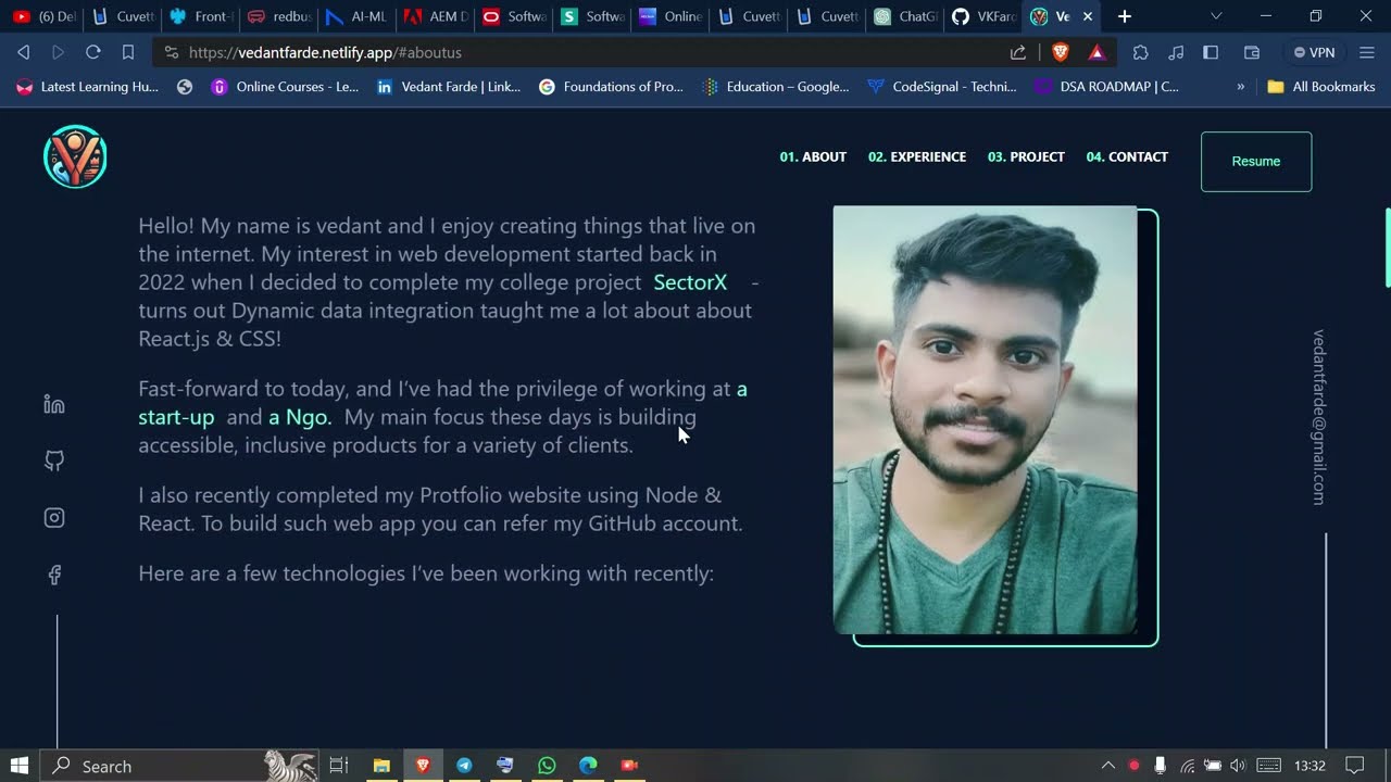 Vedant Personalized portfolio