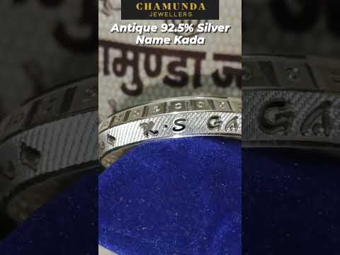 Antique 92.5% Silver Name Kada 😍♥️ Order now 👉🏻 9509431243#silver #silverjwellery #viral #antique