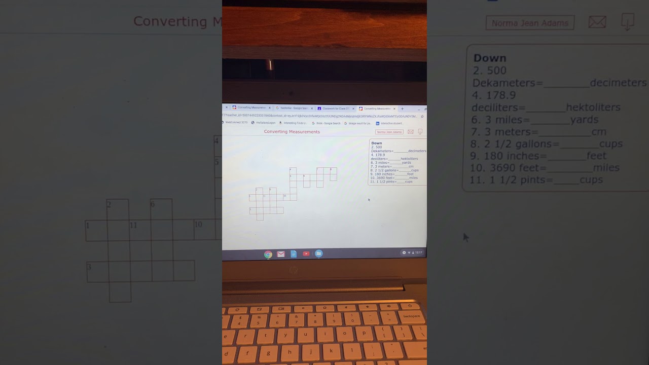 How to access Measurement Crossword Puzzle using Bookwidets