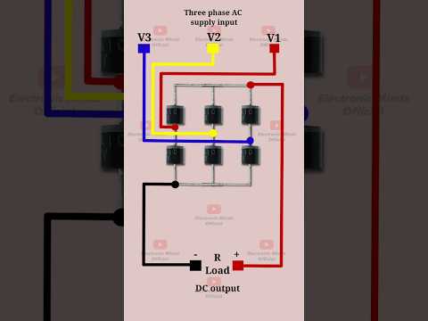 Three Phase Bridge Rectifier Circuit | Three Phase Rectifier Using 6 Diodes #electronic