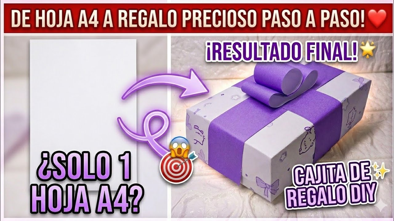 🎁​Caja DIY ,con solo 1 HOJA el regalo perfecto y rápido.🎀✨️ #diy #paper #cajitas 
