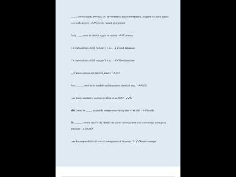 HAZWOPER MODULE 1 10 QUIZZES QUESTIONS AND ANSWERS QUESTIONS WITH 100 CORRECT ANSWERS VERIFIED LATES