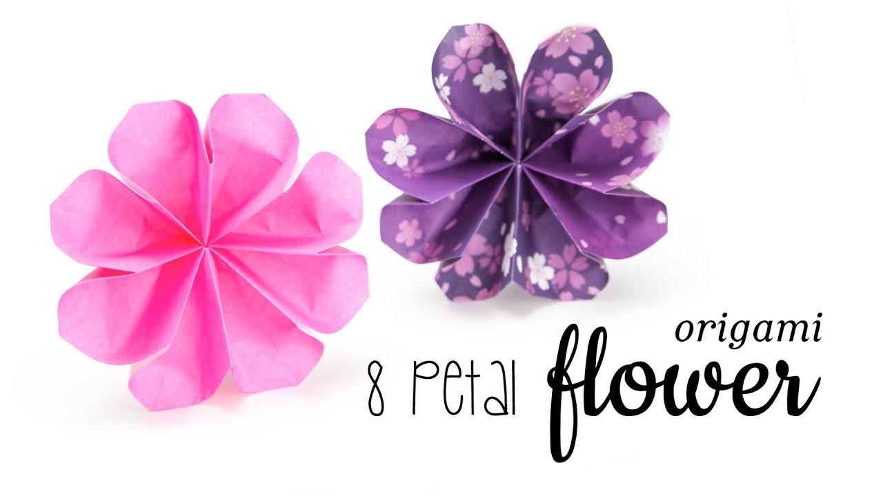 Easy Origami Flower Tutorial - 8 Petals - Paper Kawaii