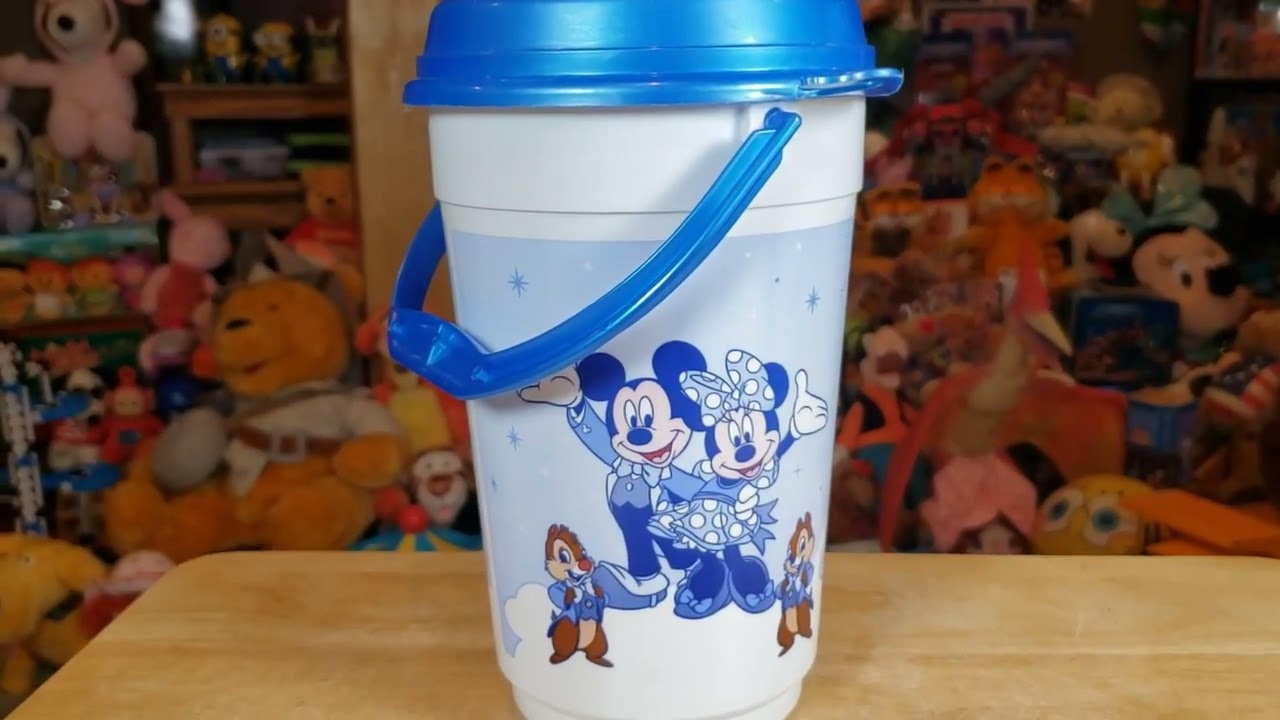 Disney Parks Popcorn Bucket Blue Lid Mickey Mouse Goofy Donald Duck Daisy