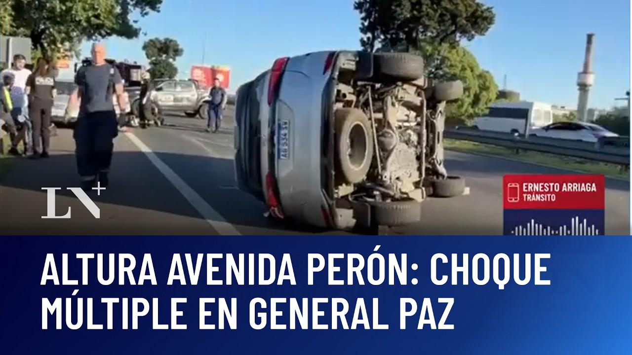 Choque múltiple en Avenida General Paz, altura Avenida Perón