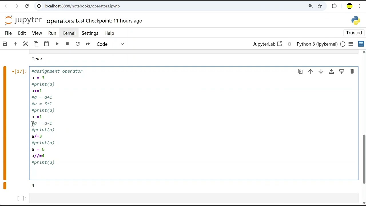 Day 4 : Assignment operators in python
