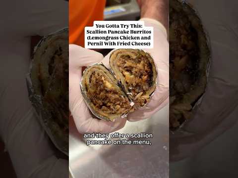 Review from Large 2 scallion pancake burritos, lemongrass chicken + roasted pork with fried cheese