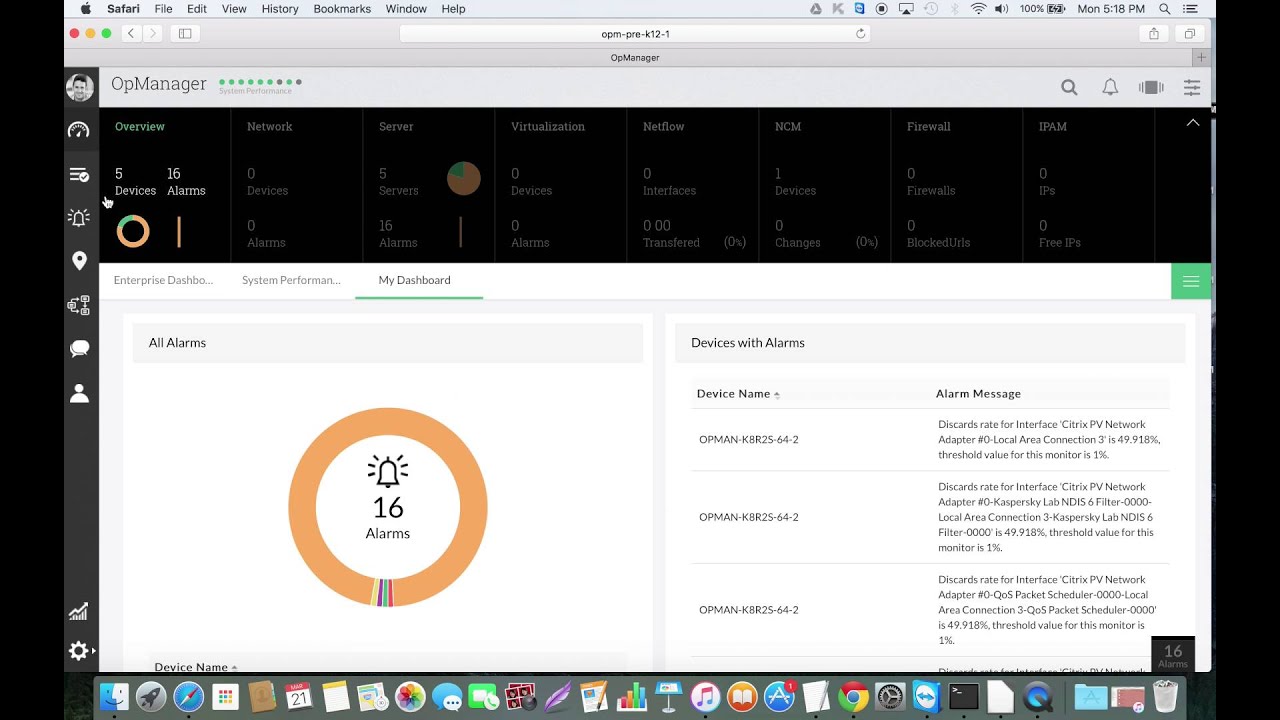 Creating custom dashboard & widgets in OpManager 12