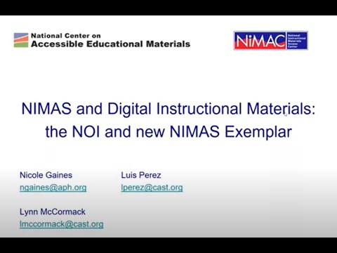 Creating NIMAS: The NOI and Digital Instructional Materials