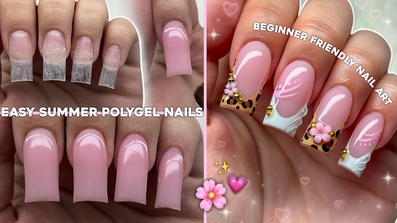 EASY SUMMER POLYGEL NAILS🌸 BEGINNER FRIENDLY NAIL ART & CUTE SUMMER NAIL DESIGN | Nail Tutorial