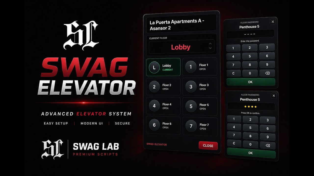 Swag Elevator | Advanced FiveM Elevator Script (Modern UI + Password System)