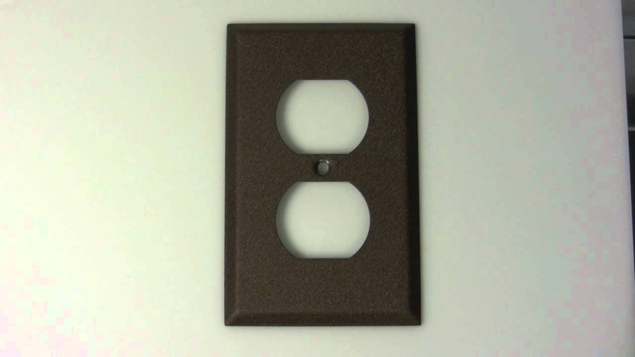 Textured bronze two plug switch plate cover