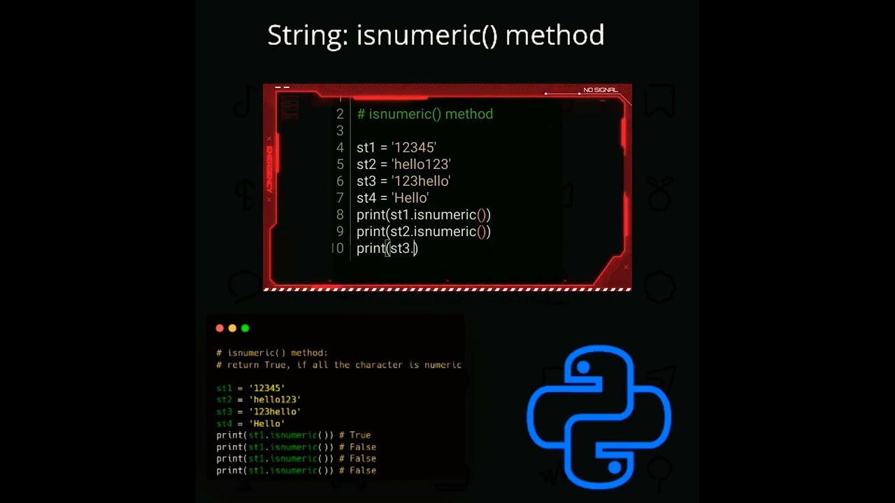 isnumeric( ) method | python tutorial #shorts #python #pythonprogramming