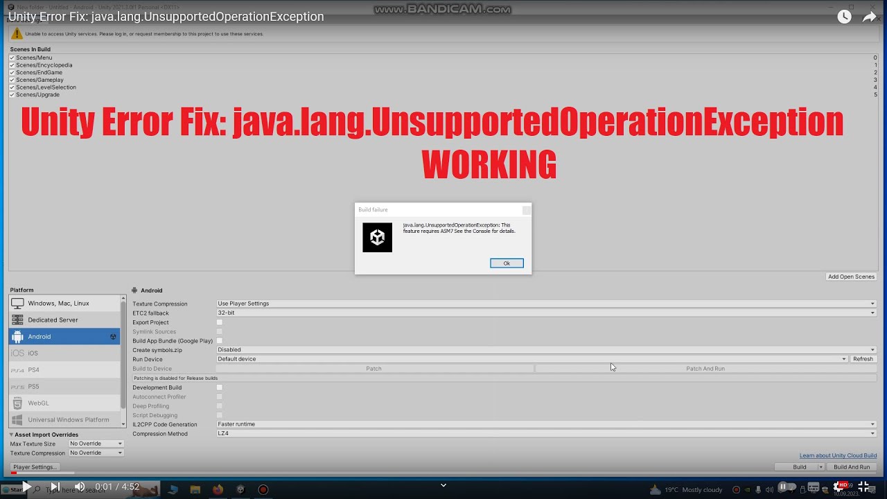 Unity Error Fix: java.lang.UnsupportedOperationException