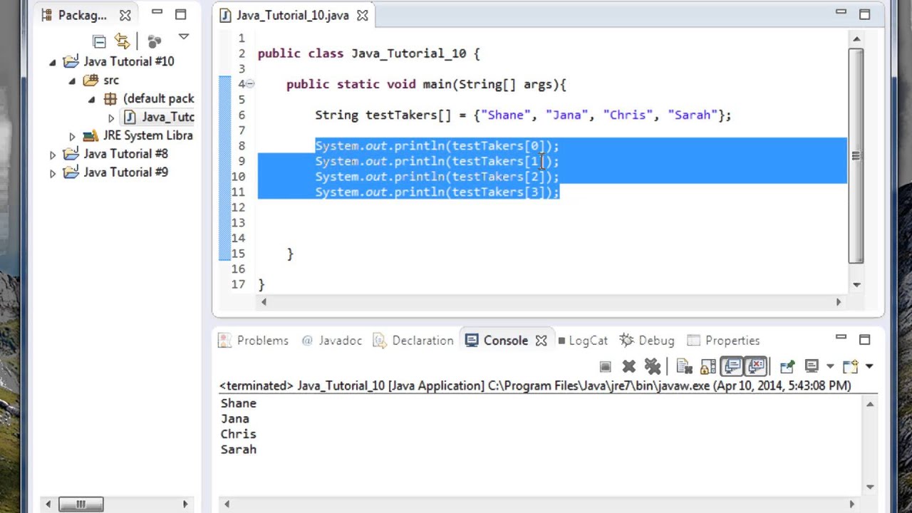 Beginner Java Tutorial #10: For loop with arrays in Java