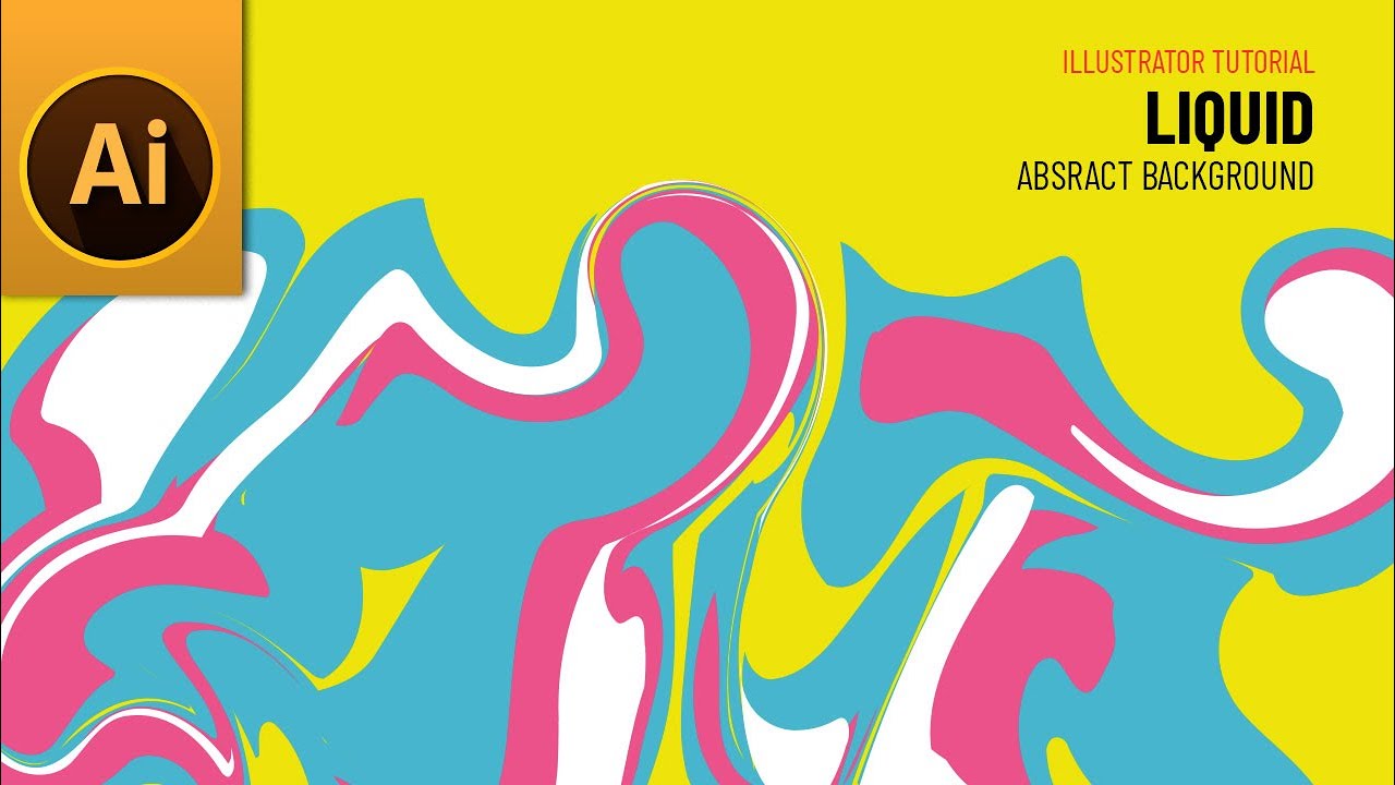 How to Create Abstract Liquid Background on Yellow Background #illustratortutorial