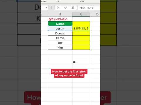 How to get the first letter of a name in Excel! #excel