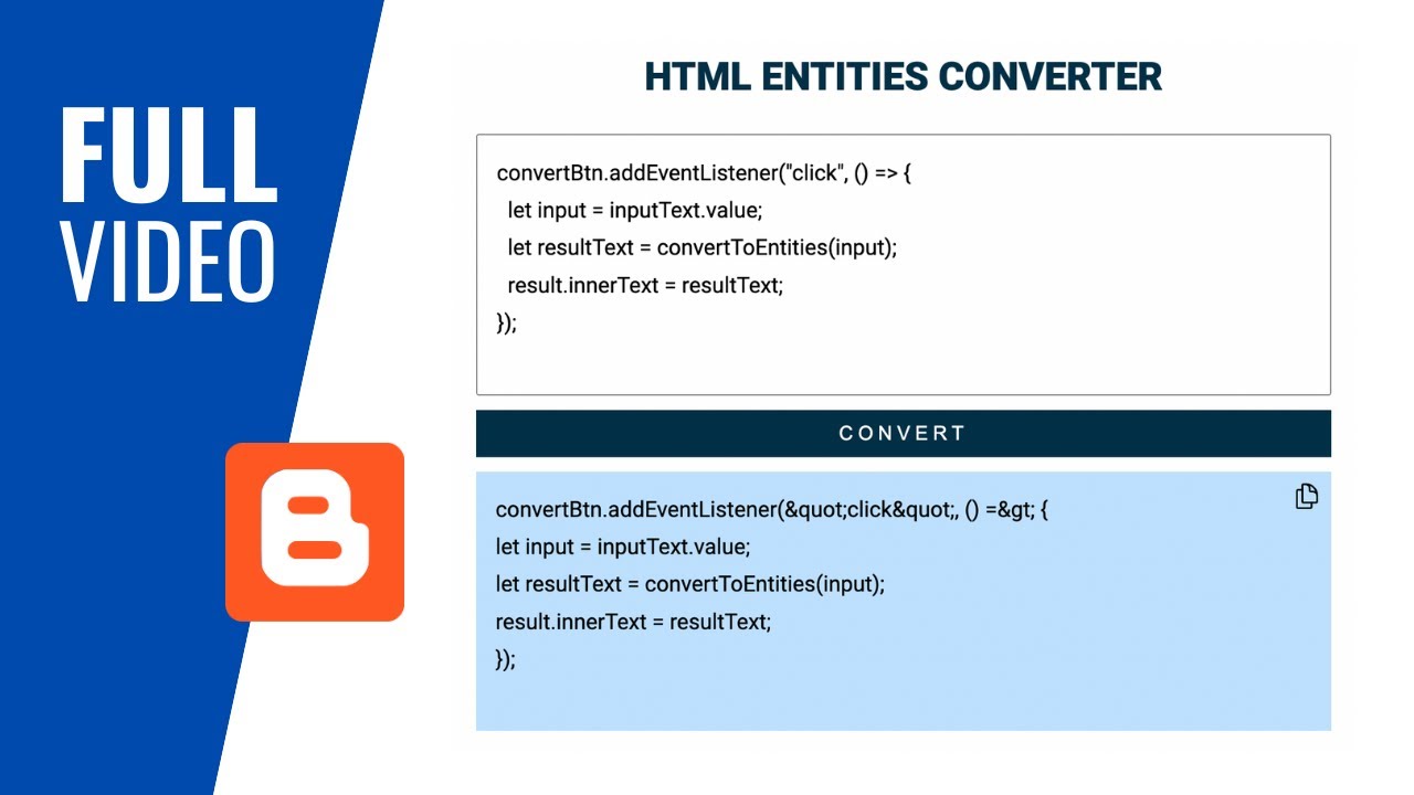 [FULL VIDEO] Create An HTML Entities Encoder Using HTML, CSS & JavaScript