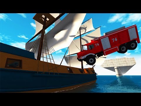 Beamng drive - Destroying Pirate Ships With Heavy Cars
