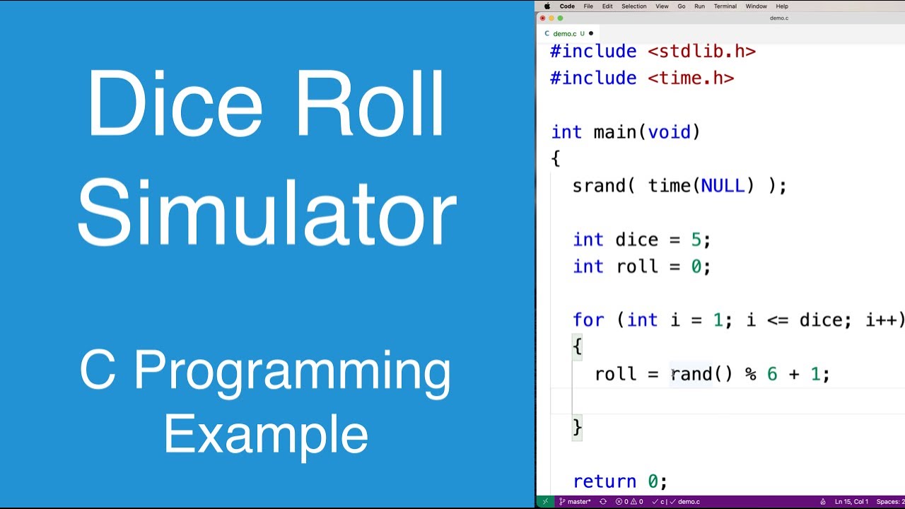 Dice roll simulator | C Programming Example