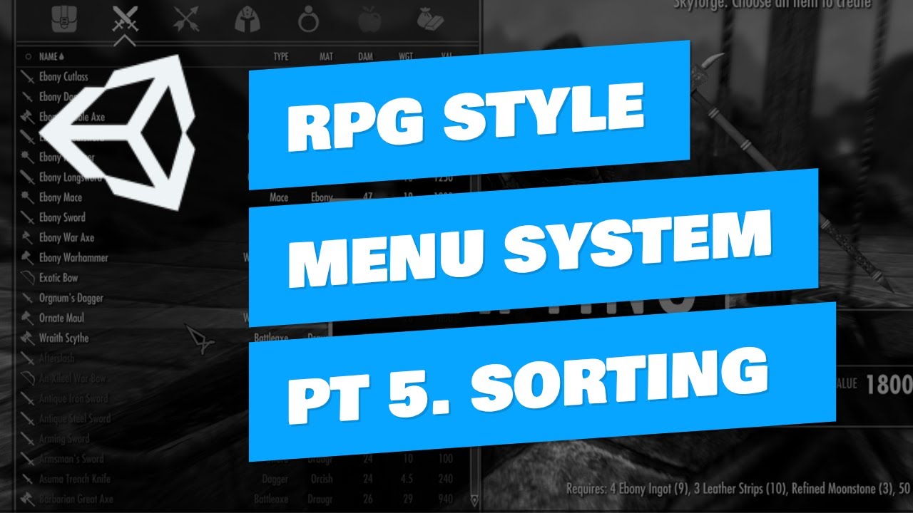 Unity RPG Menu System - Sorting