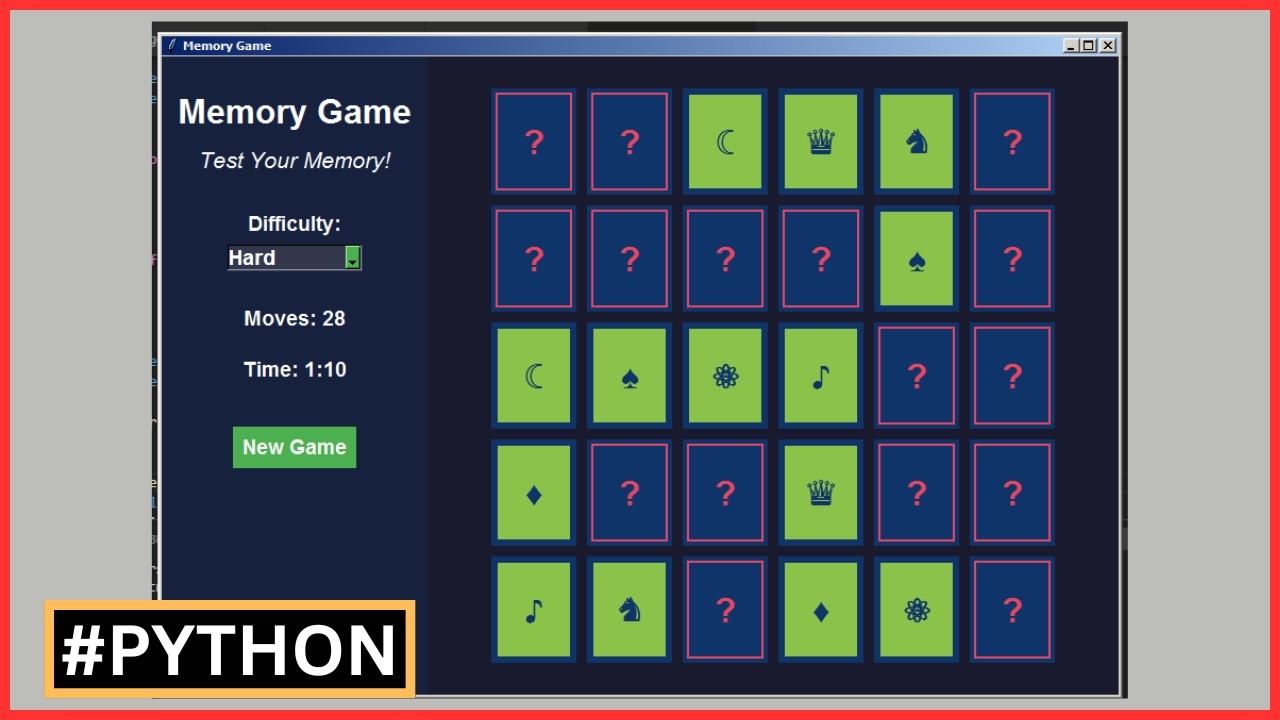 Memory Game Python Project - Complete Memory Game Project Using Tkinter With Source Code