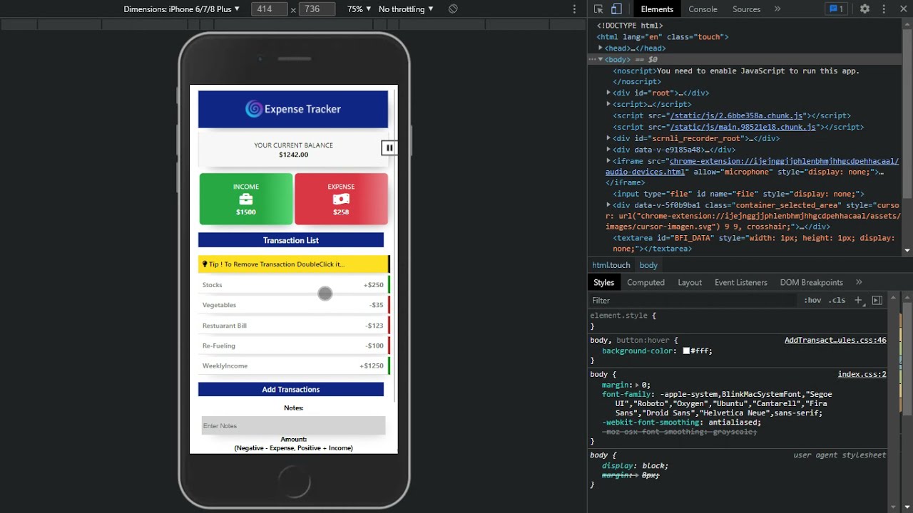 Expense Tracker Application with React