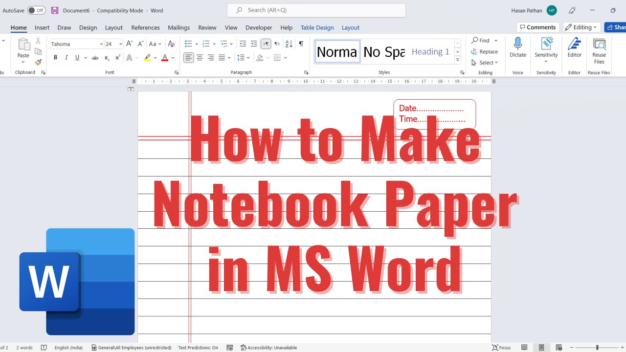 How to Make Notebook Paper in MS Word