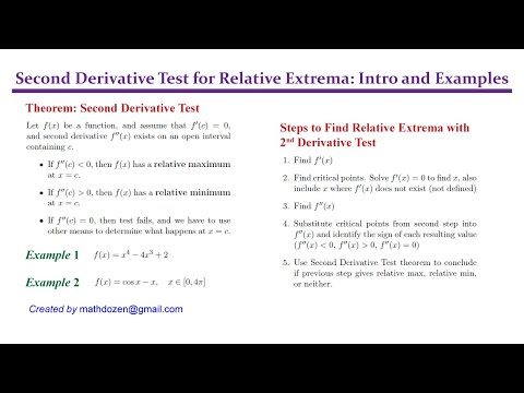 Second Derivative Test for Relative Extrema -p1 (Calculus I)